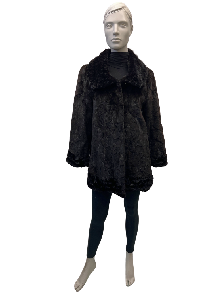 Jacket d'ovale de vison rasé brun - 8582