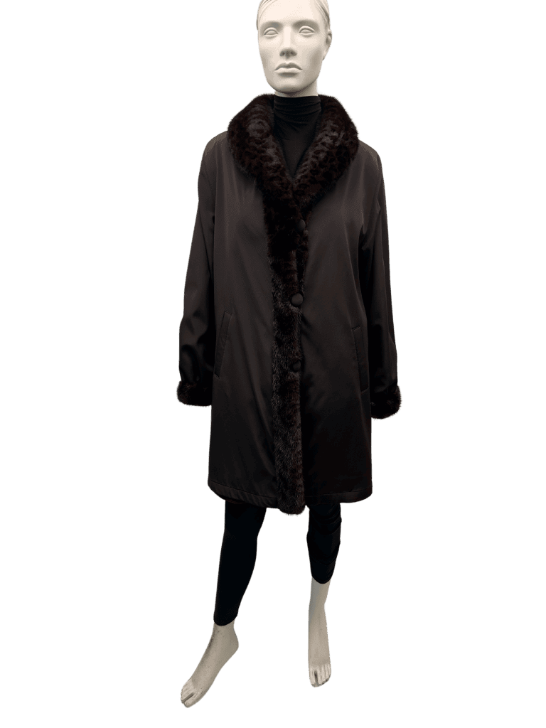 Manteau réversible de viselle brun et vison - 8746