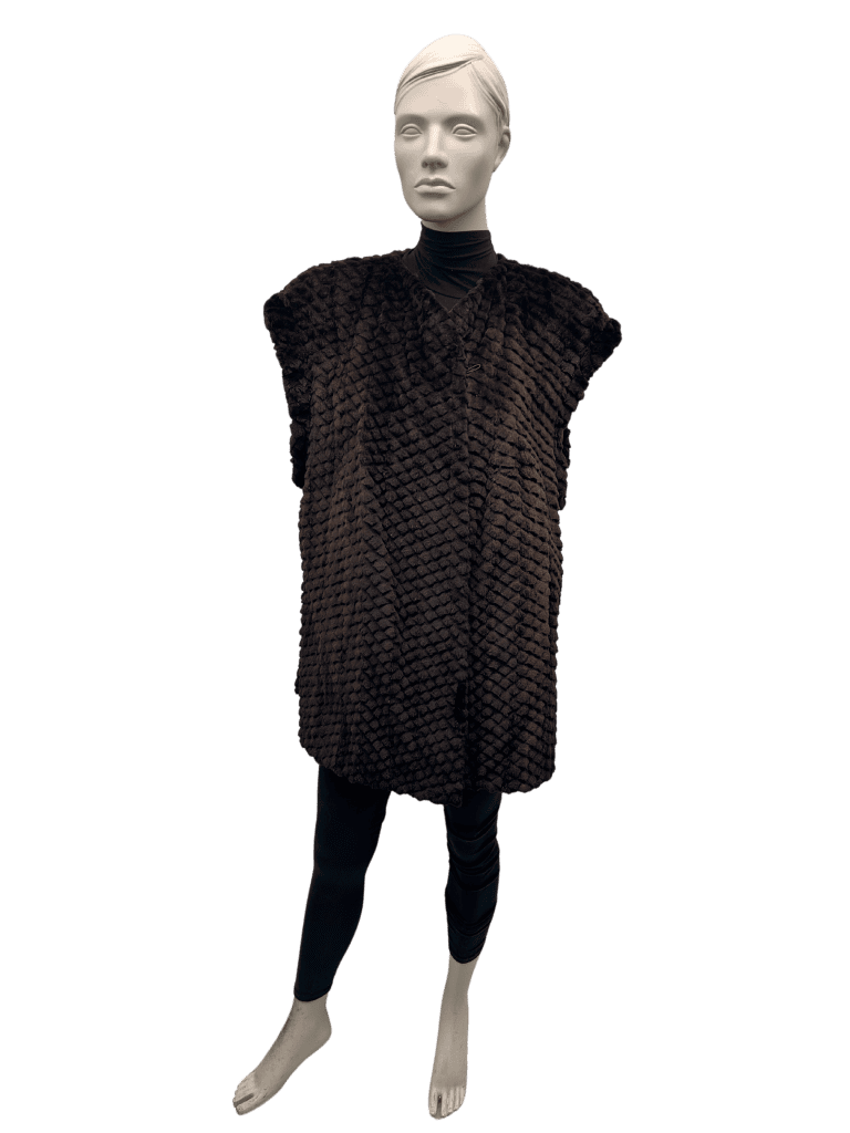 Veste de vison rasé brun texturé - 8785